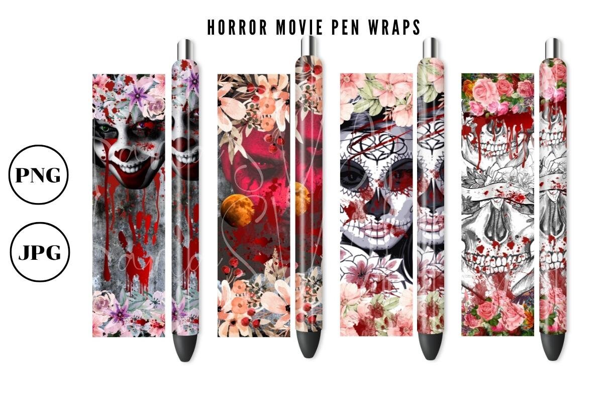 Horror Movie Pen Wrap Setpen Wraps Waterslidesdigital - Etsy