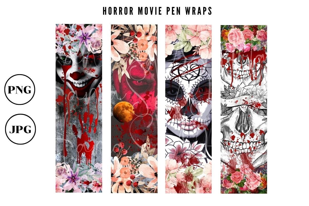 Horror Movie Pen Wrap Setpen Wraps Waterslidesdigital - Etsy