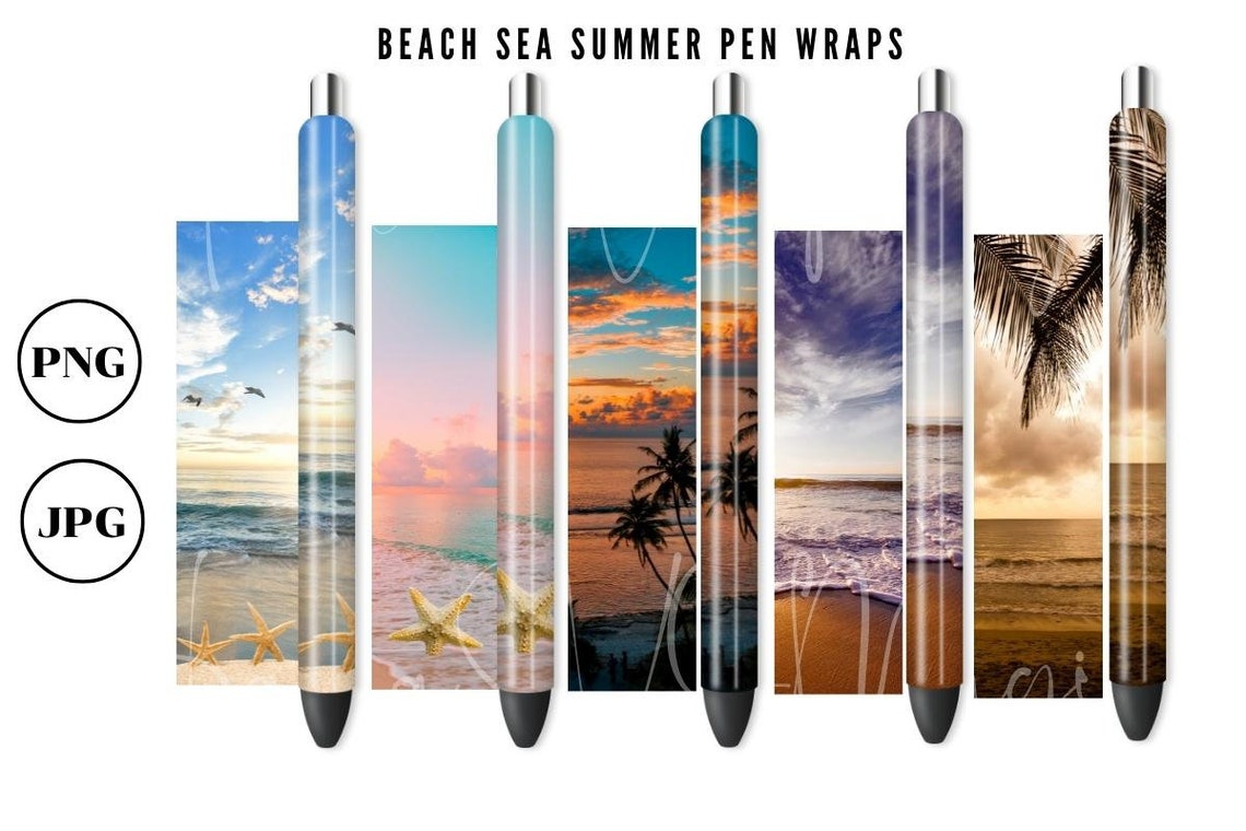 Pen Wraps Beach Sea Summer pen Wraps Waterslidesdigital - Etsy