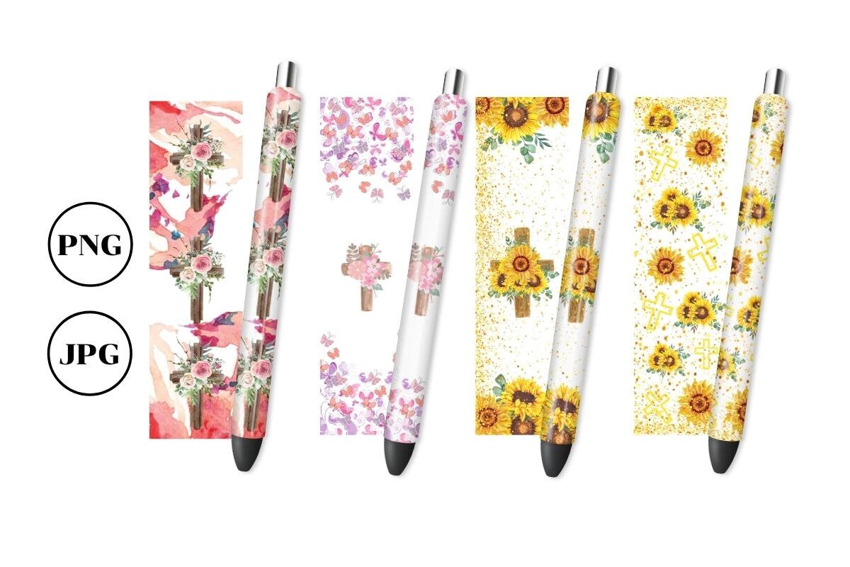 Christian and Religious Pen Wraps Floral Cross Template - Etsy