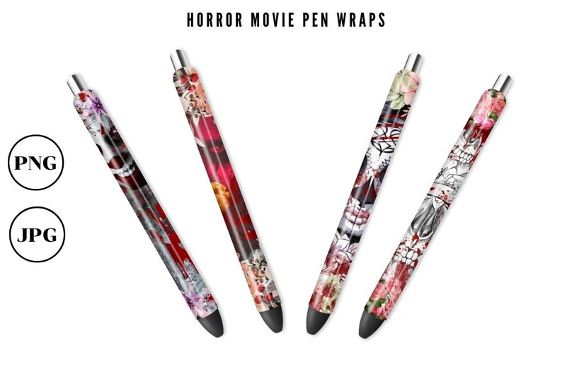 Horror Movie Pen Wrap Setpen Wraps Waterslidesdigital - Etsy