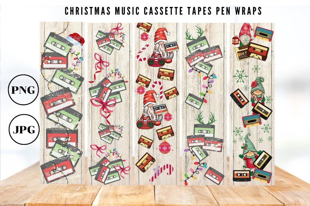 Christmas Music Cassette Tapes Pen Wraps,christmas Patterns Pen,gnomes ...