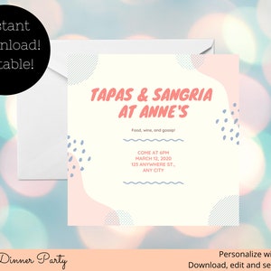 Spanish Tapas & Sangria Dinner Party Kit Menu Place Cards Printable ...