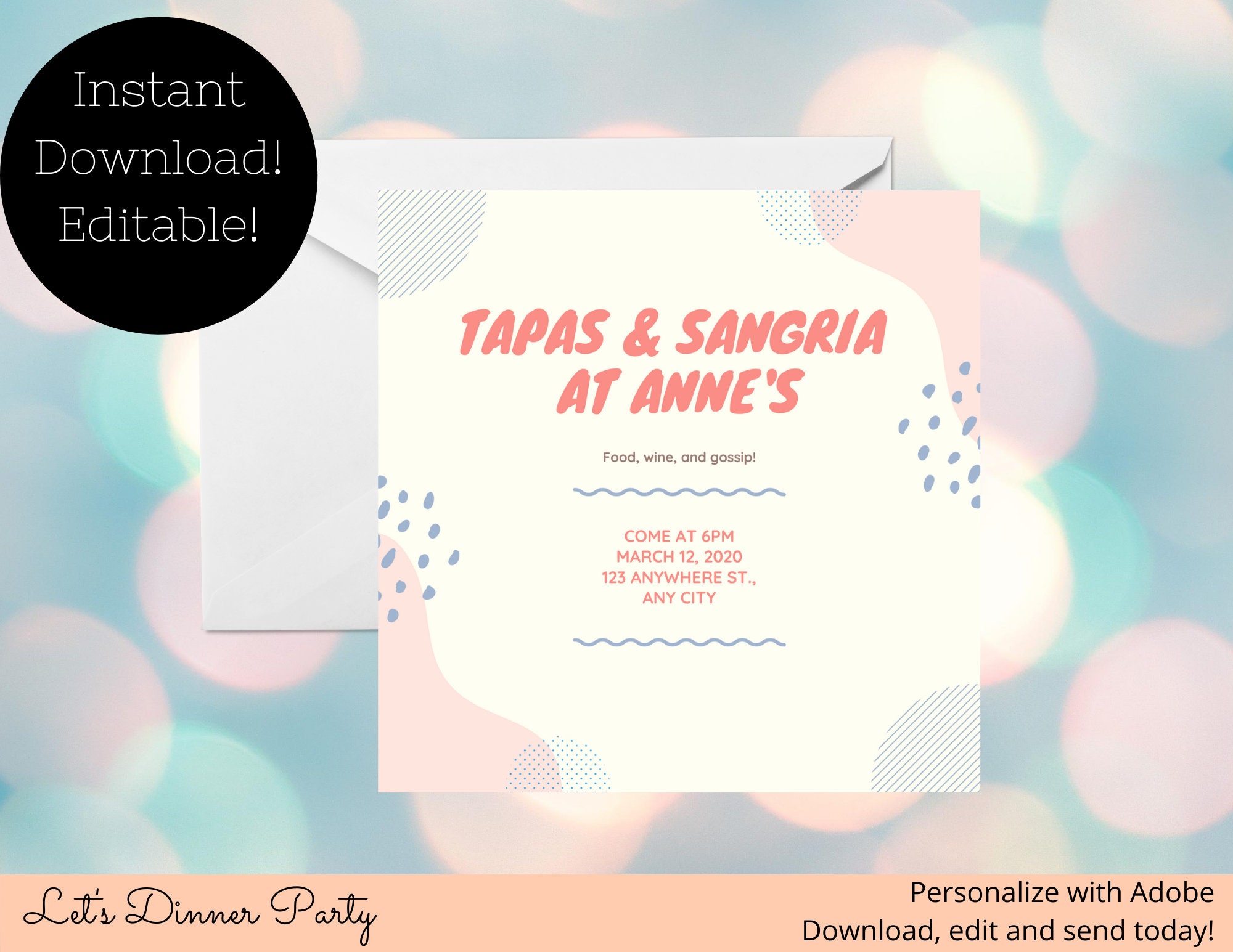 Spanish Tapas & Sangria Dinner Party Kit Menu Place Cards Printable ...