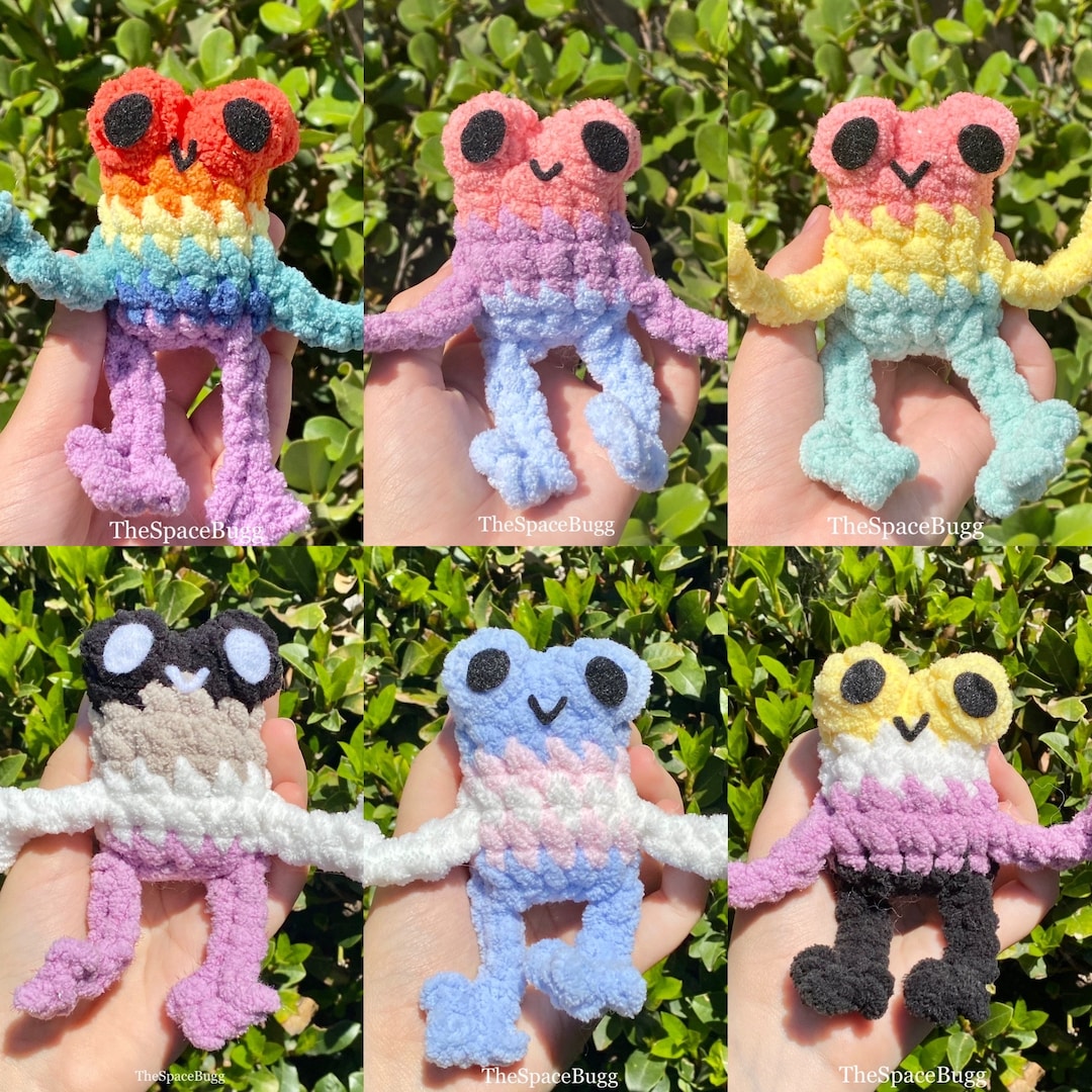 Crochet PRIDE Frog Plush, Queer Pride, Handmade Stuffed Animal, Cute ...