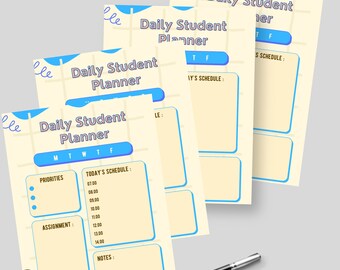 Student Planner Printable Template, Digital Academic Dairy, Daily ...