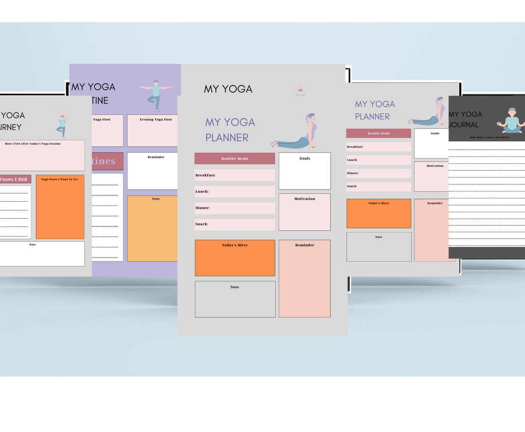 Yoga Journal Printable Digital Fitness Planner Pages Yoga Routine ...