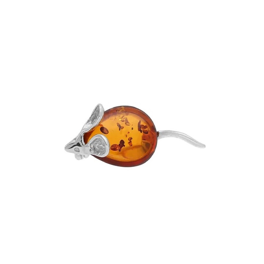 MILENA Brooch Silver and Amber Mouse - Etsy