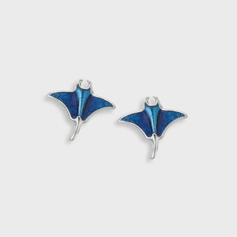 Blue Manta Ray Earrings - Etsy