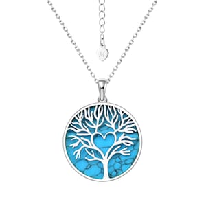 Pendant Necklace Silver and Turquoise Tree of Life - Etsy