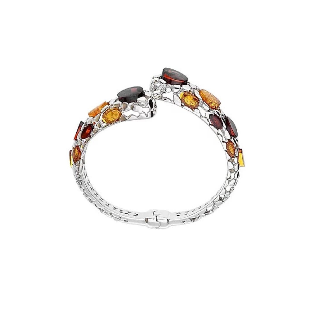 Bangle Silver and Baltic Amber Snake - Etsy