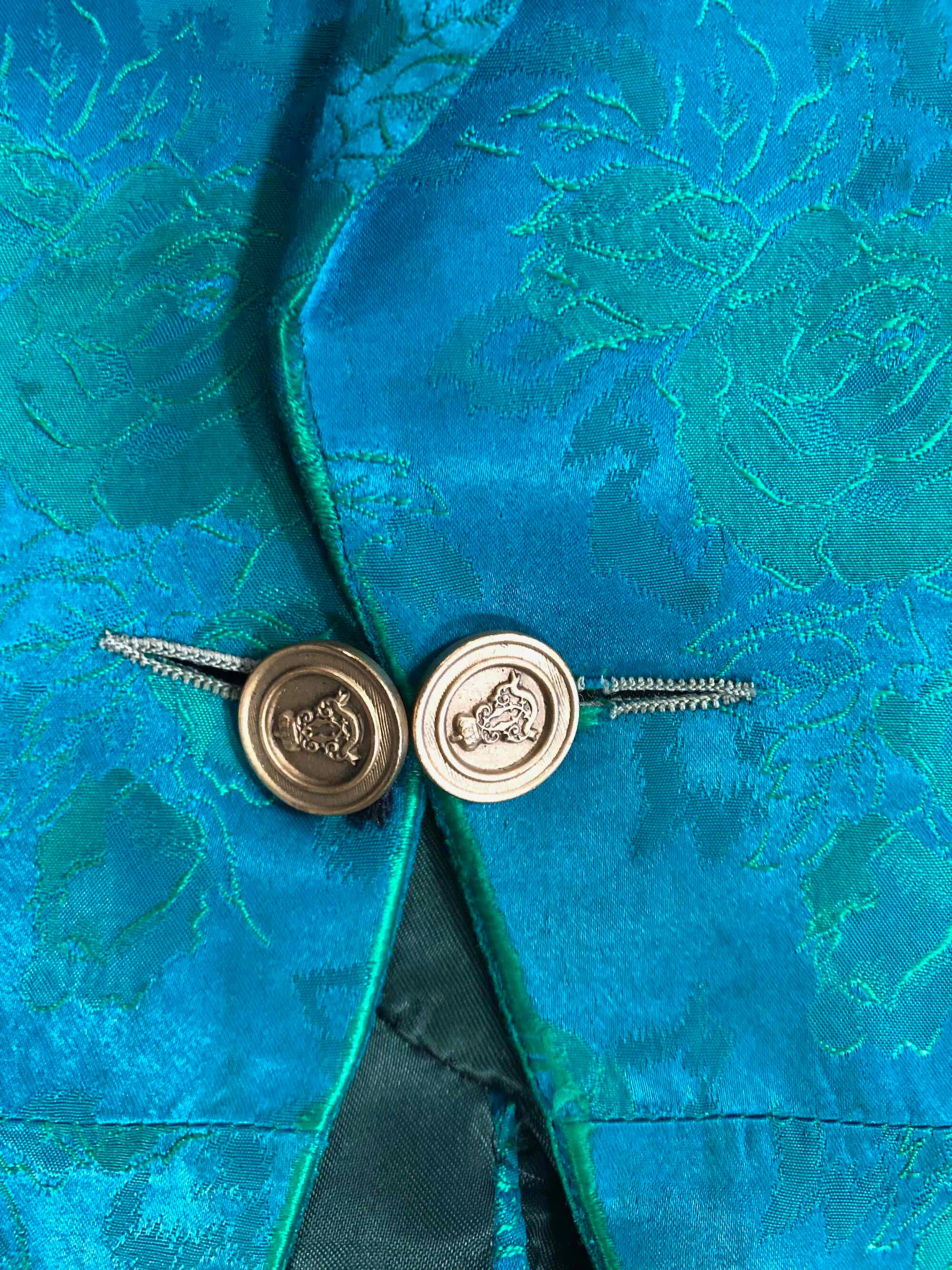 Aqua Silk Brocade Cutaway Jacket Tailored Brocade Formal Jacket ...