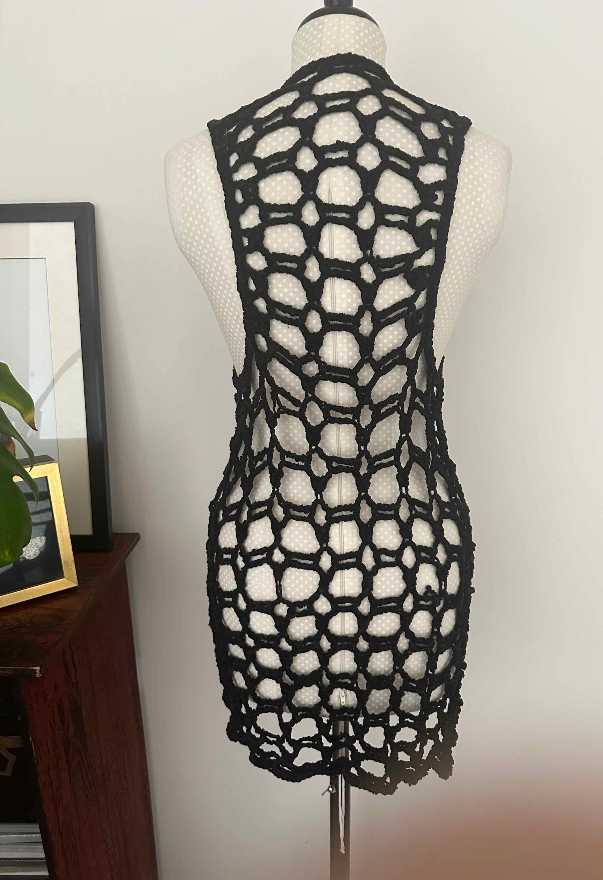 1970s Hand Crochet Black Sleeveless Vest Longline Crochet Vest - Etsy