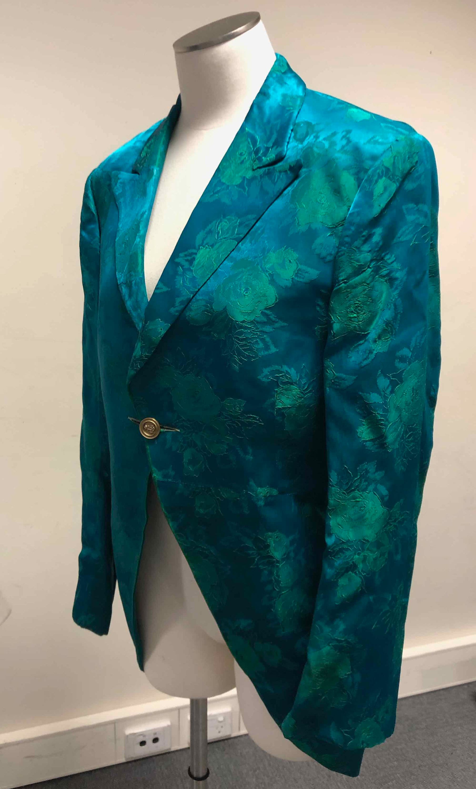 Aqua Silk Brocade Cutaway Jacket Tailored Brocade Formal Jacket ...