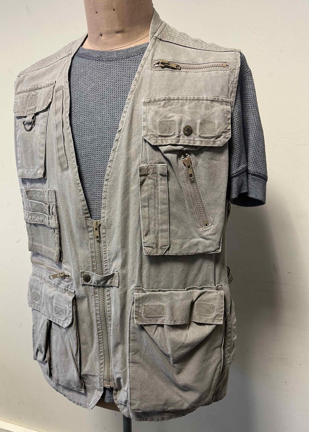 Utility Vest Safari Travel Vest With Multi Pockets Khaki Cotton ...