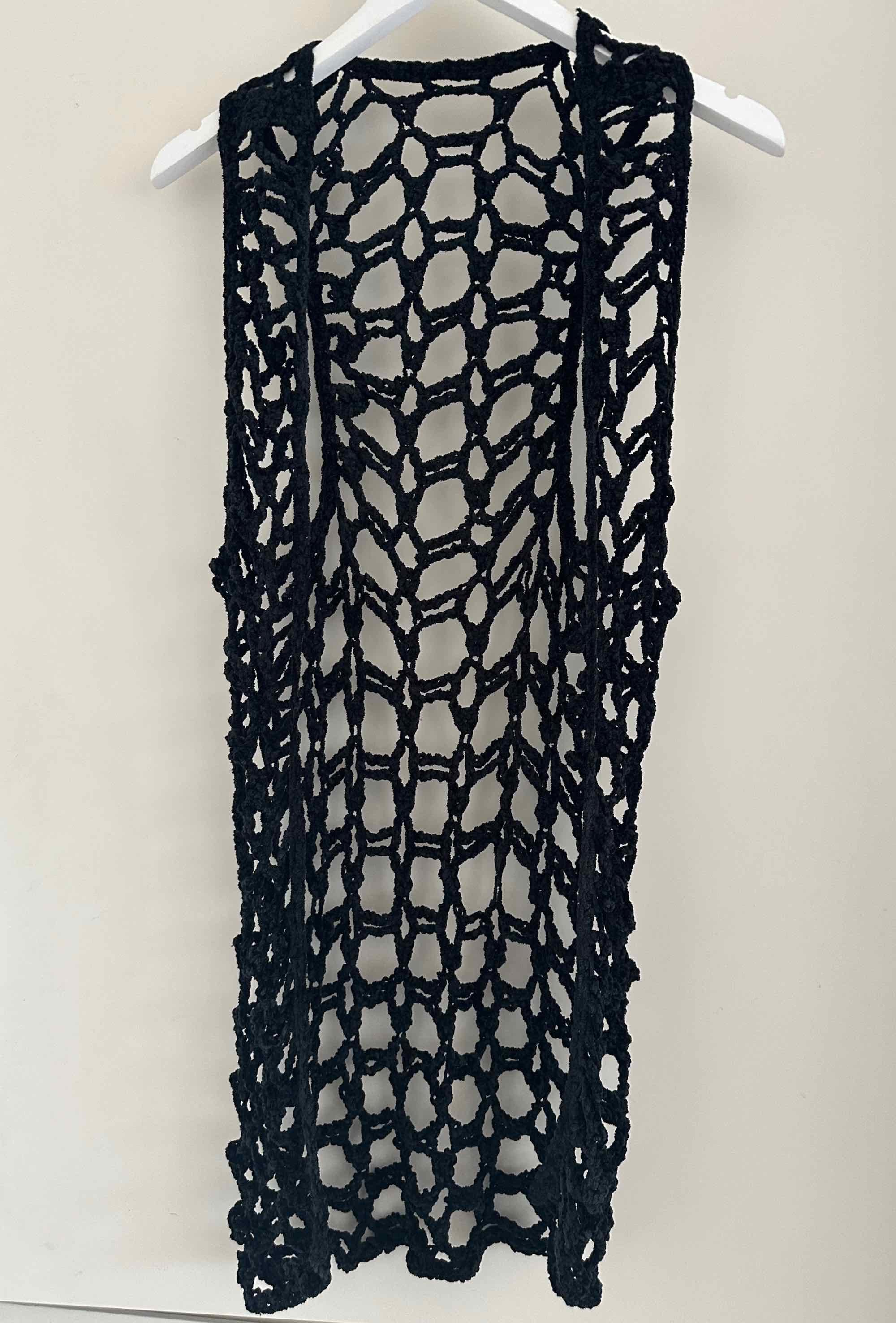 1970s Hand Crochet Black Sleeveless Vest Longline Crochet Vest - Etsy