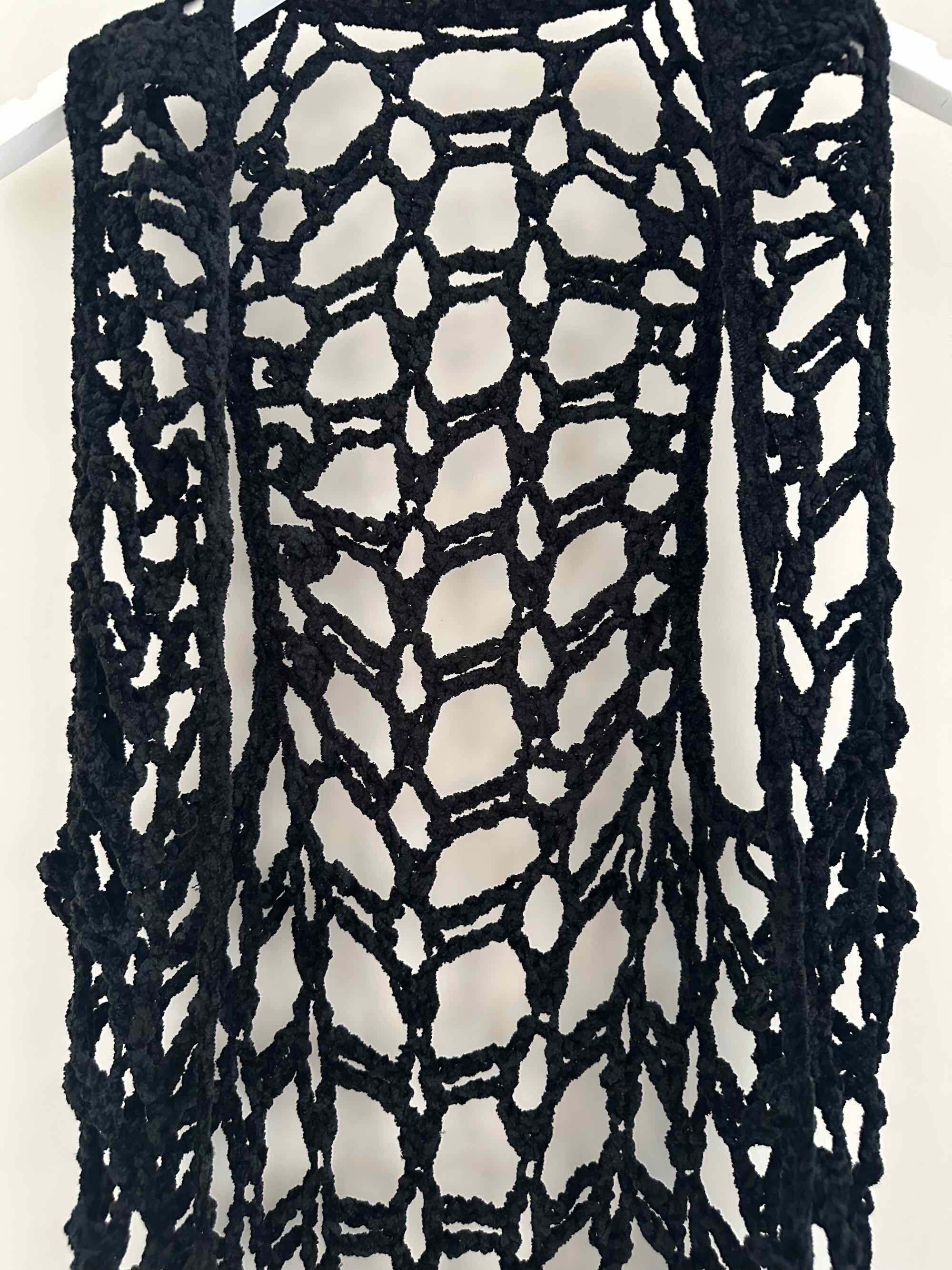 1970s Hand Crochet Black Sleeveless Vest Longline Crochet Vest - Etsy