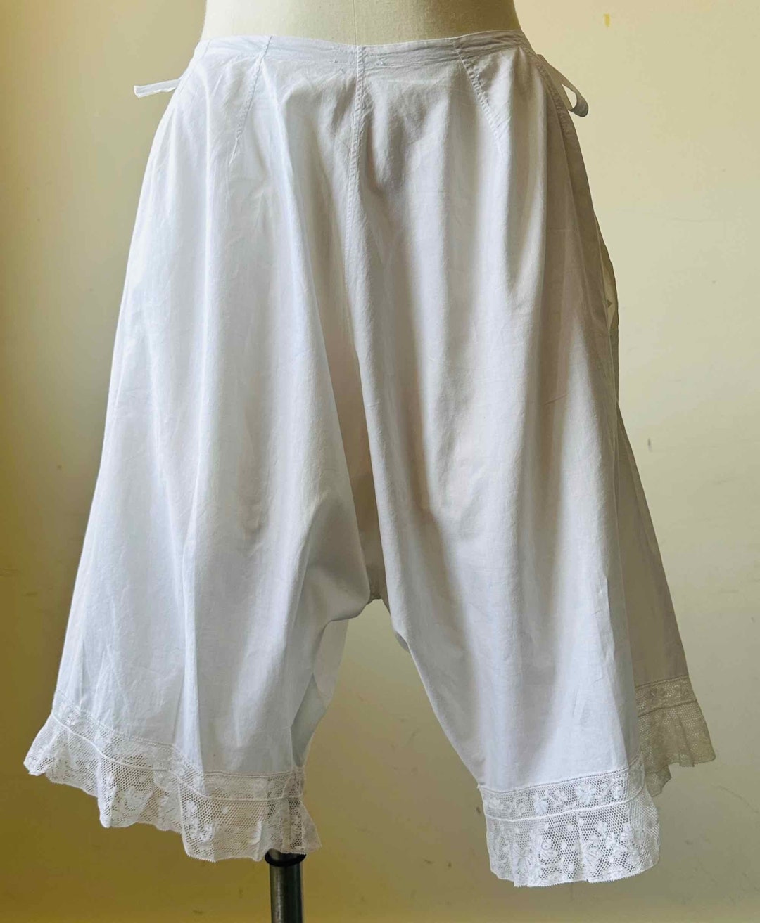 Antique White Cotton Bloomers /lace Trim Pantaloons / Pure Cotton ...