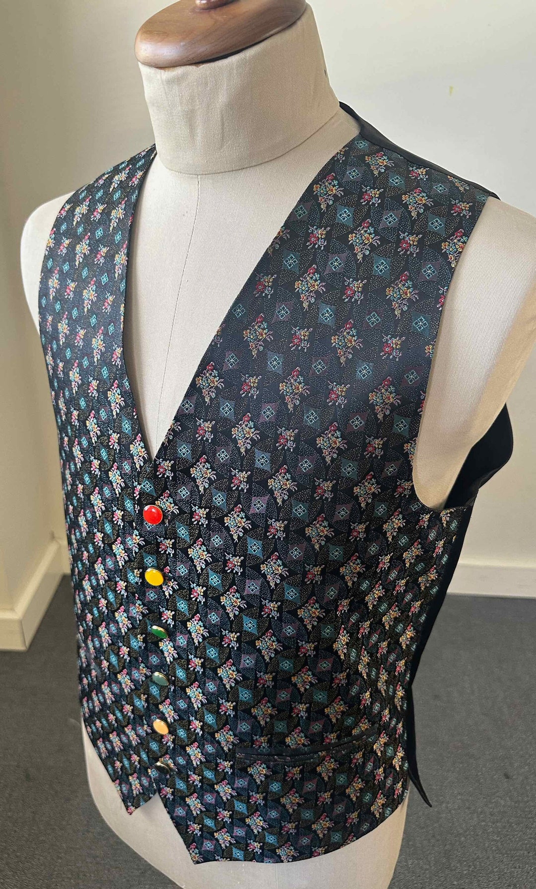 Multi Coloured Vest Brocade Waistcoat Size 42 Mens Waistcoat - Etsy