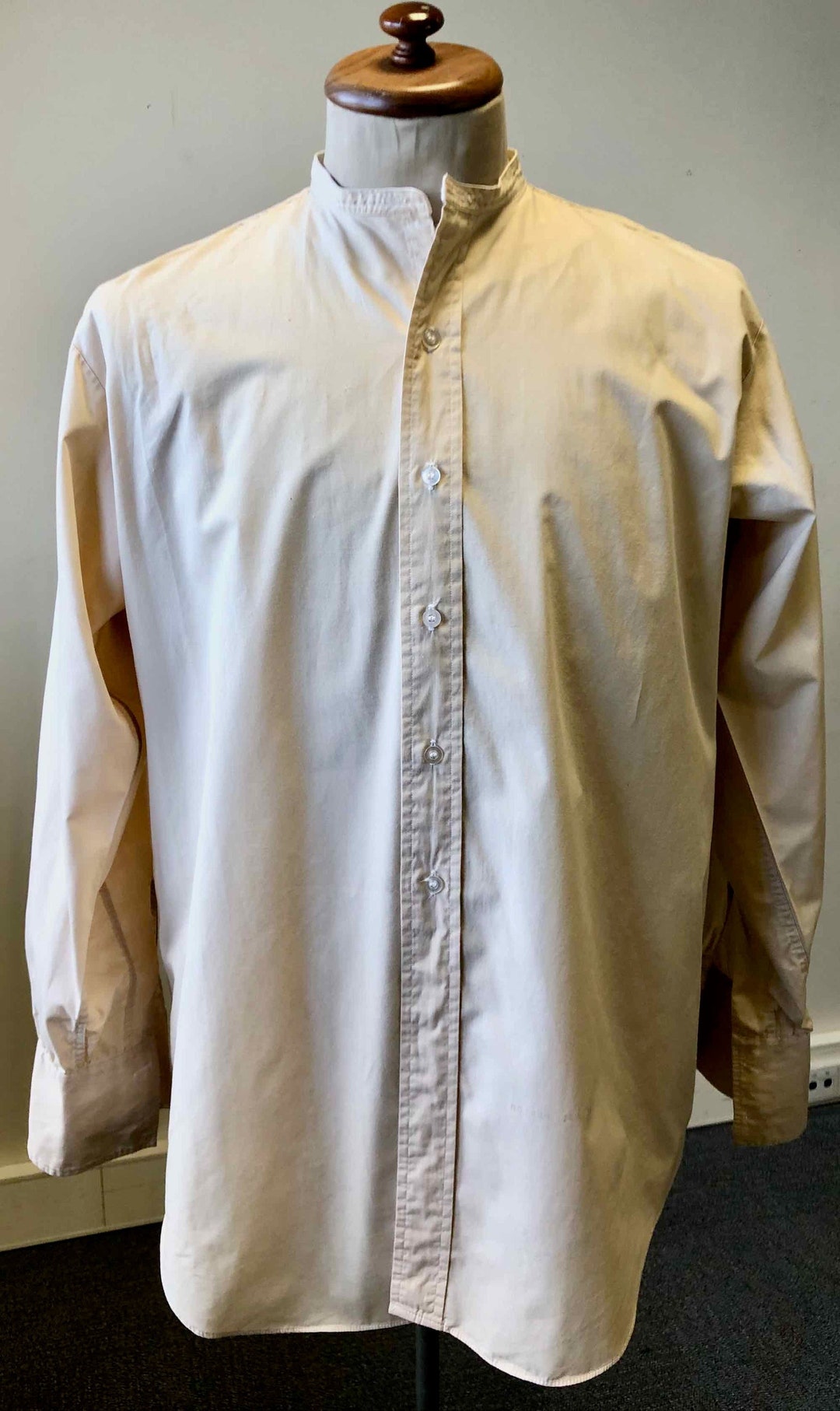 Men's Band Collar Shirt Vintage Pelaco Grand Dad Collar Cotton Shirt ...