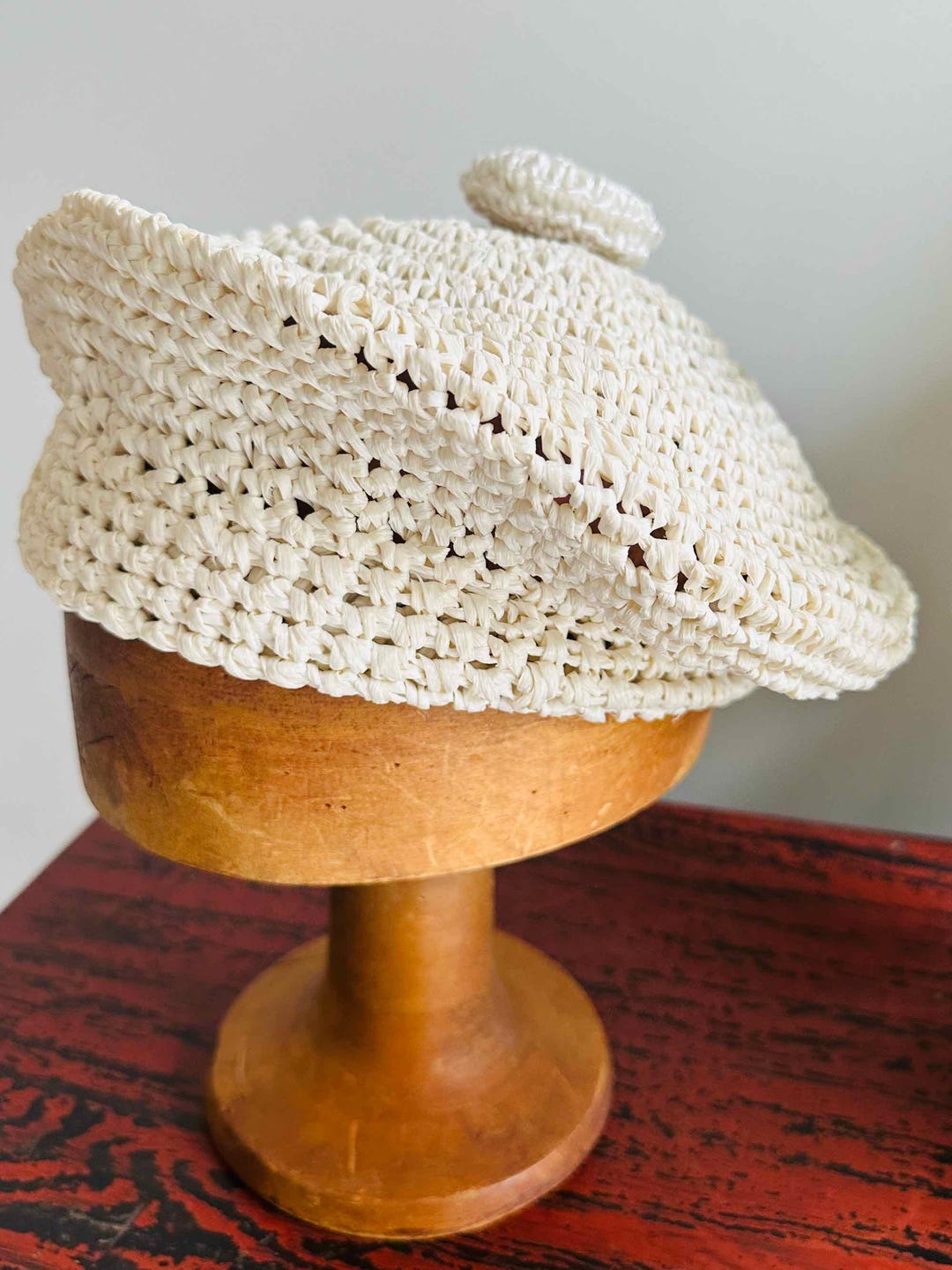 Rafia Beret /mid Century Designer Hat/ Beret/ Cocktail Hat / Size M 56 ...