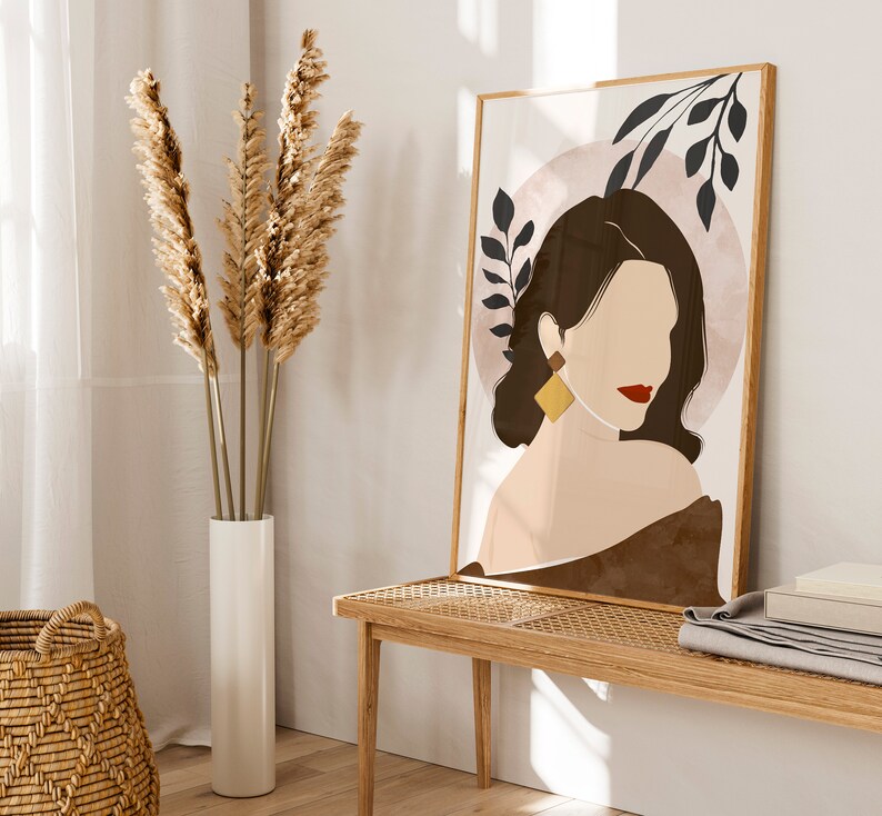 Abstract Woman Print Minimalist Girl Printable Wall Art Woman With ...
