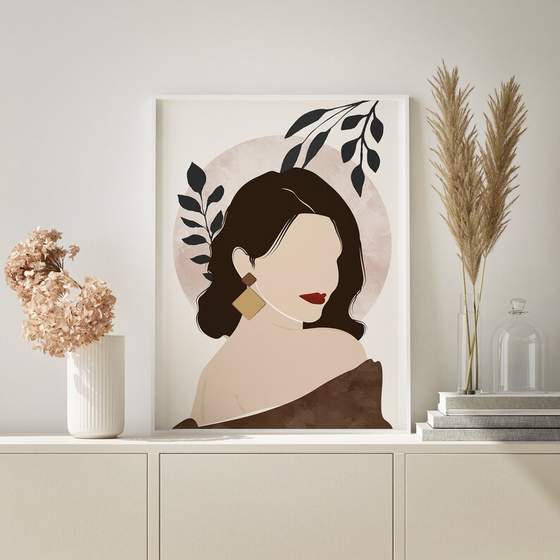 Abstract Woman Print Minimalist Girl Printable Wall Art Woman With ...