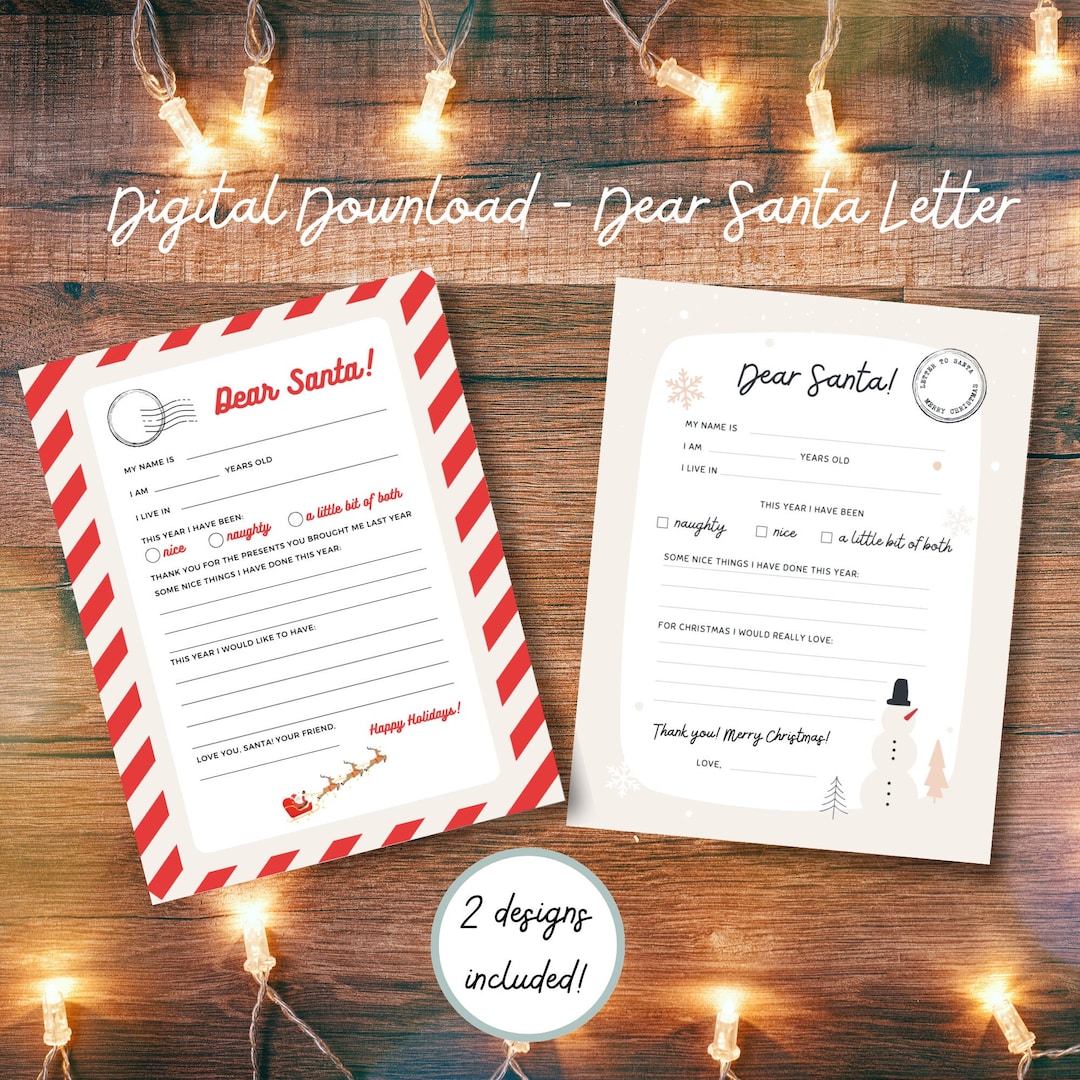 Kids Letter to Santa, Dear Santa Letter, Printable Letter to Santa ...
