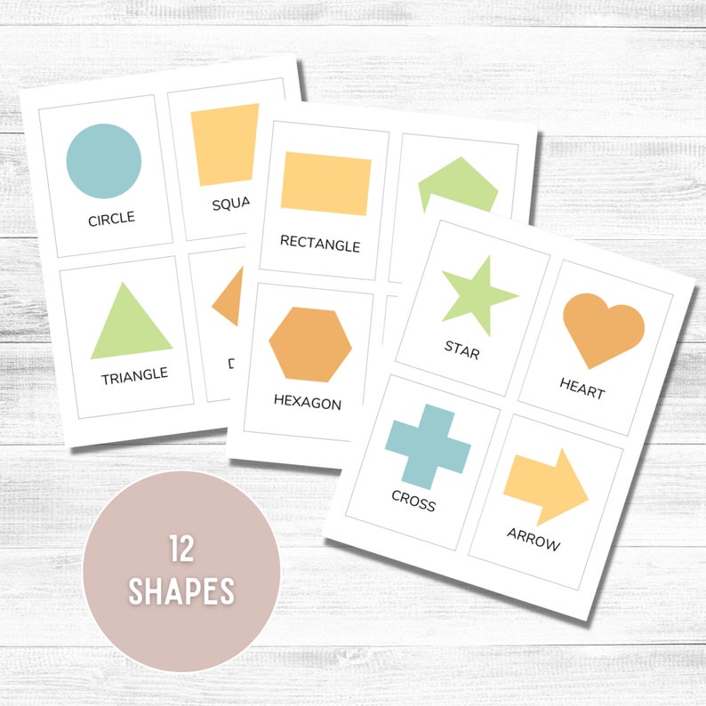 BUNDLE Numbers, Shapes & Colors Flash Cards Montessori Education Kids ...