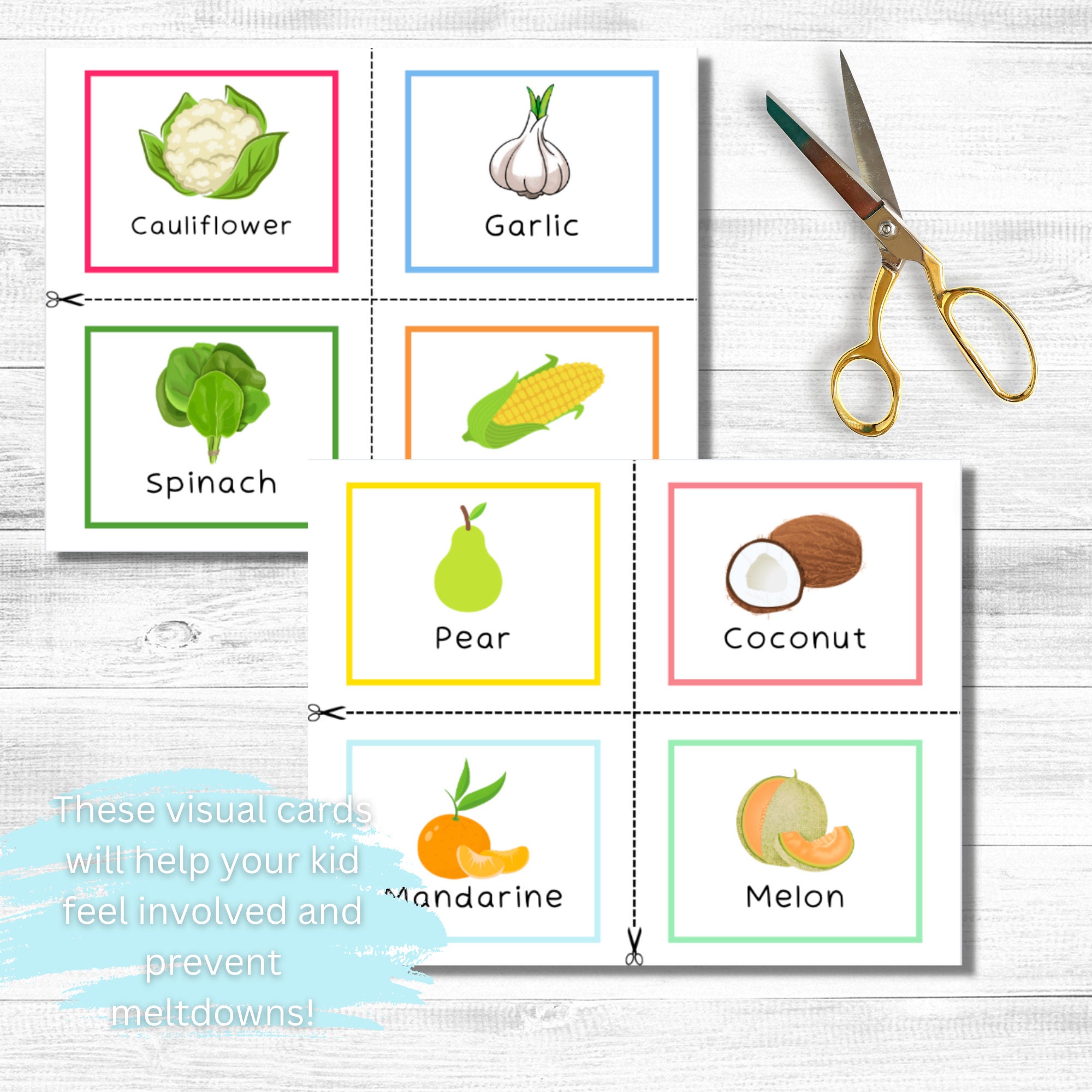 Children's Visual Grocery List Cards | Set of 80 Printable Kids Grocery ...