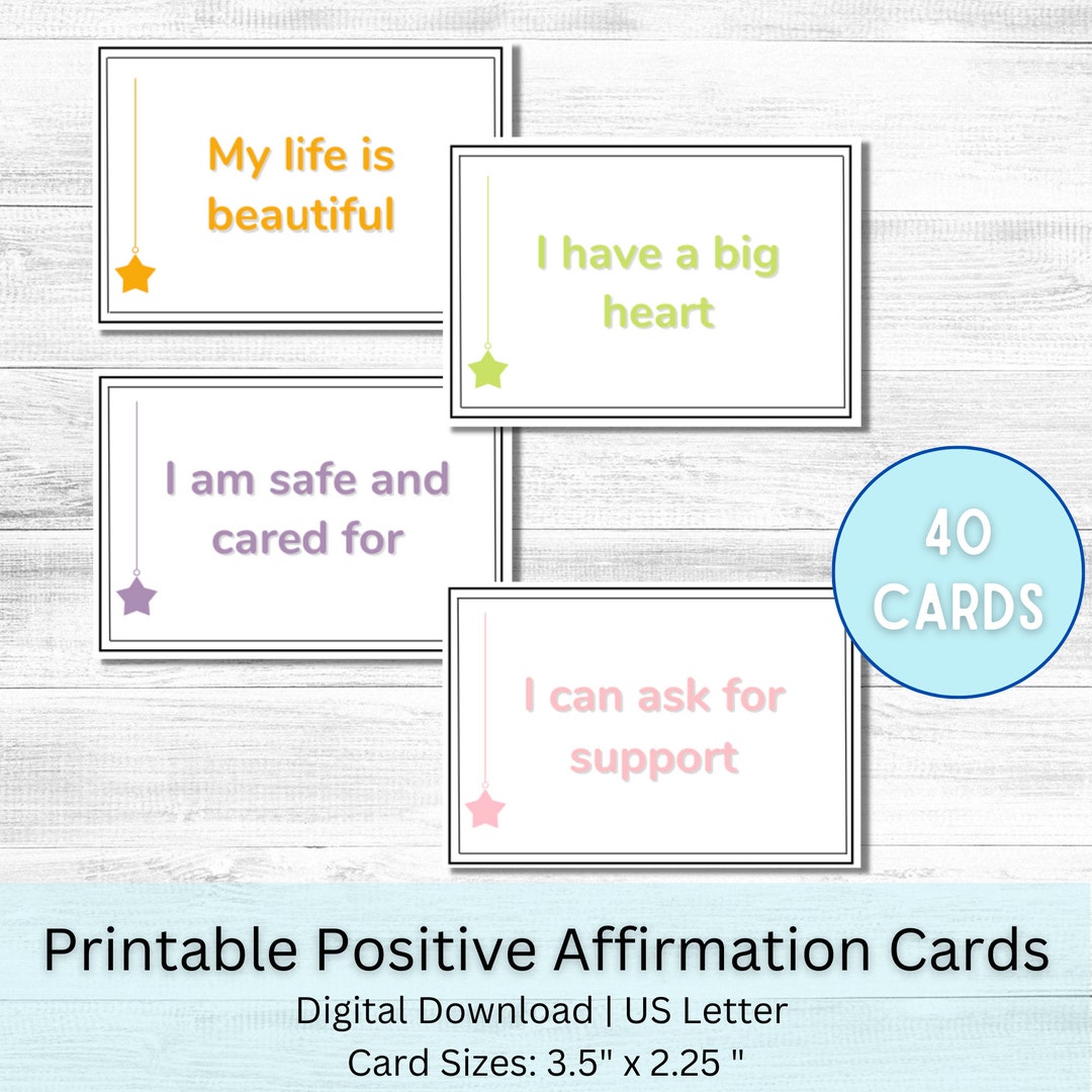 Printable Positive Affirmation Note Cards | Kindness Cards | Set of 40 ...