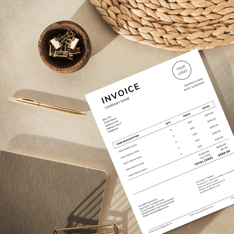 Invoice Template | Modern Minimalist Invoice | Modern Client Invoice ...