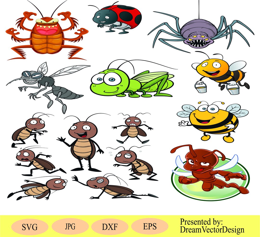 Bug Bundle SVG, Bug Clipart, Cute Bugs Clipart, Insect Cartoon, Insect Clipart, Insect Cut Files ...