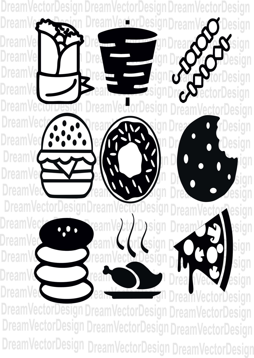 Fast Food SVG Bundle: Donut, Pizza, Burger Graphics (digital Download ...