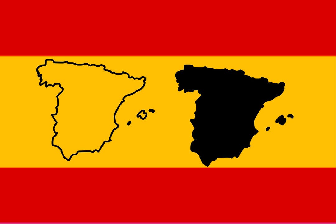 Spain Silhouette, Badge, Spain Outline, Spanish Boundary, Vector ...