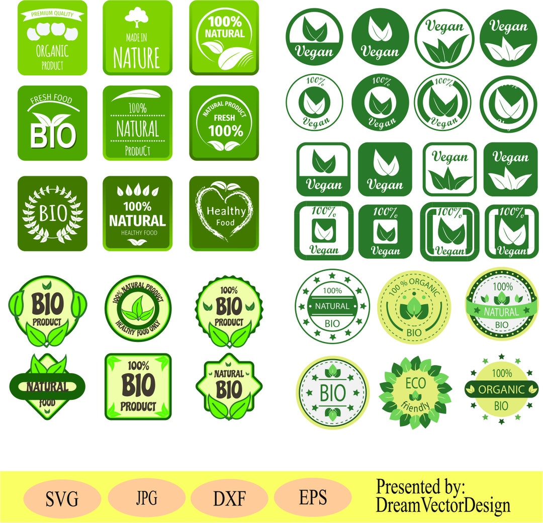 Organic Eco Logo Icon Bundle (svg, Eps, Jpg, Dfx) - Etsy