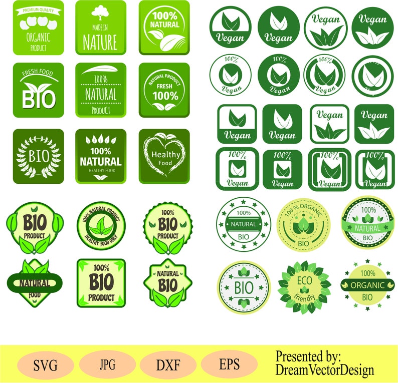 Organic Logo Bundle Svg, Eco Friendly Icons, Eco Icons, Eco Badges ...