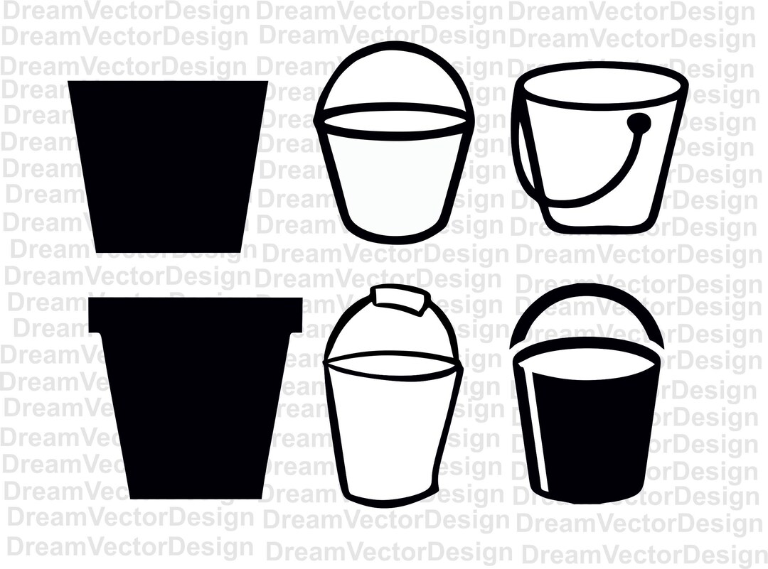 Bucket Silhouette, Bucket Svg, Cleaning Bucket Svg, Bin Bucket Svg ...