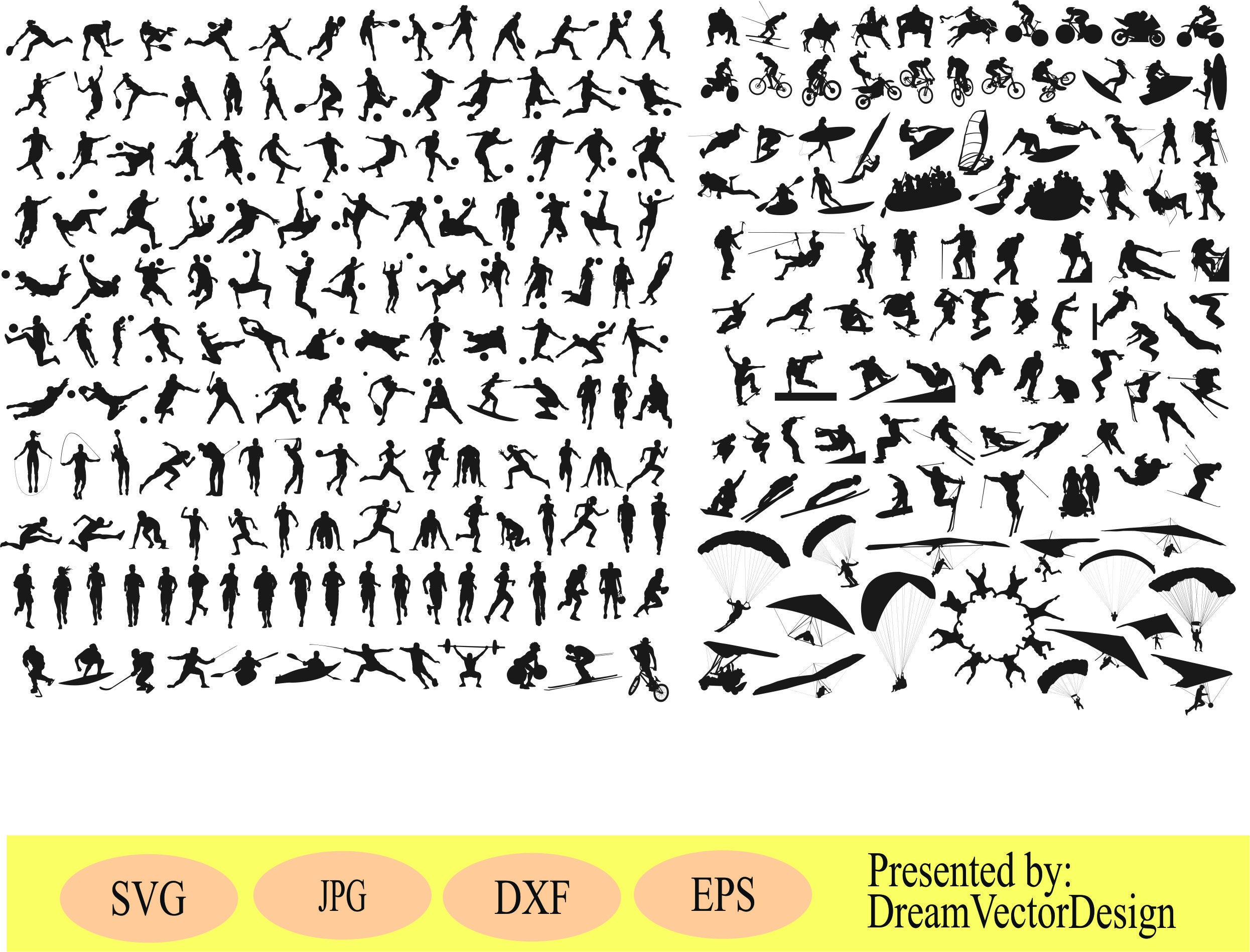 Sports Silhouette SVG, Sport Bundle SVG, Vector Runners, Team Sports ...