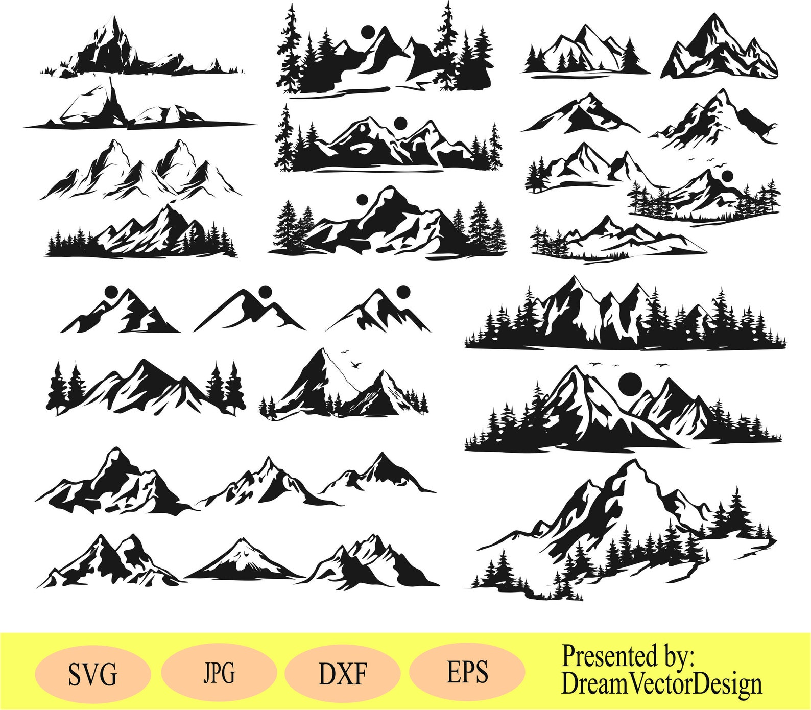 Mountain SVG, File for Cricut, for Silhouette Cut Files, Vector ...