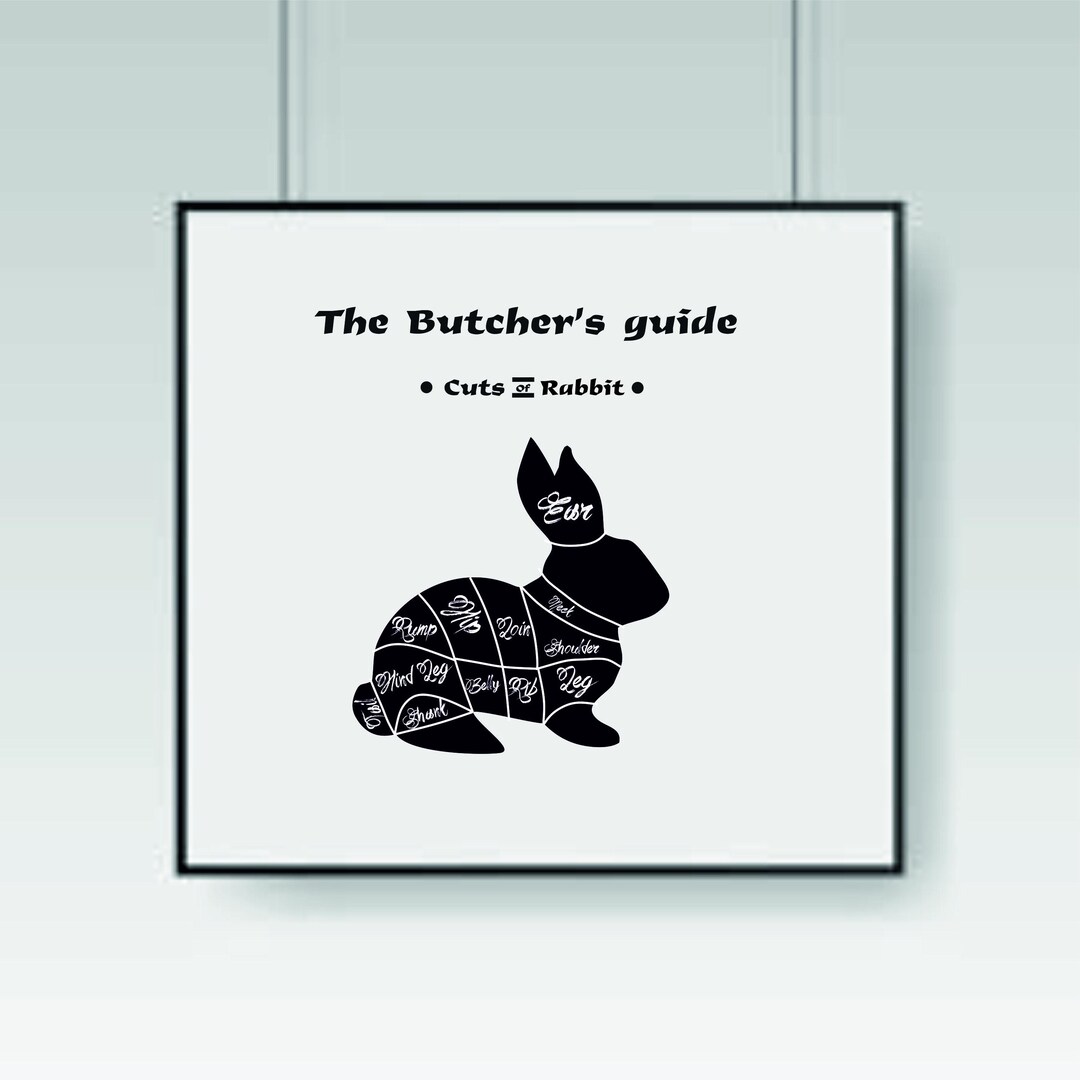 Rabbit Butcher Guide Svg/jpg/dxf/eps, Butcher Guide, Butcher Guide ...