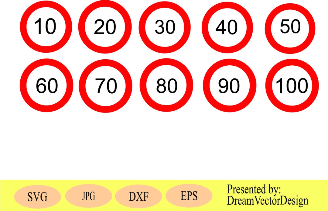 Custom Speed Limit Sign: Pick Your Speed - SVG, DXF, EPS (digital ...