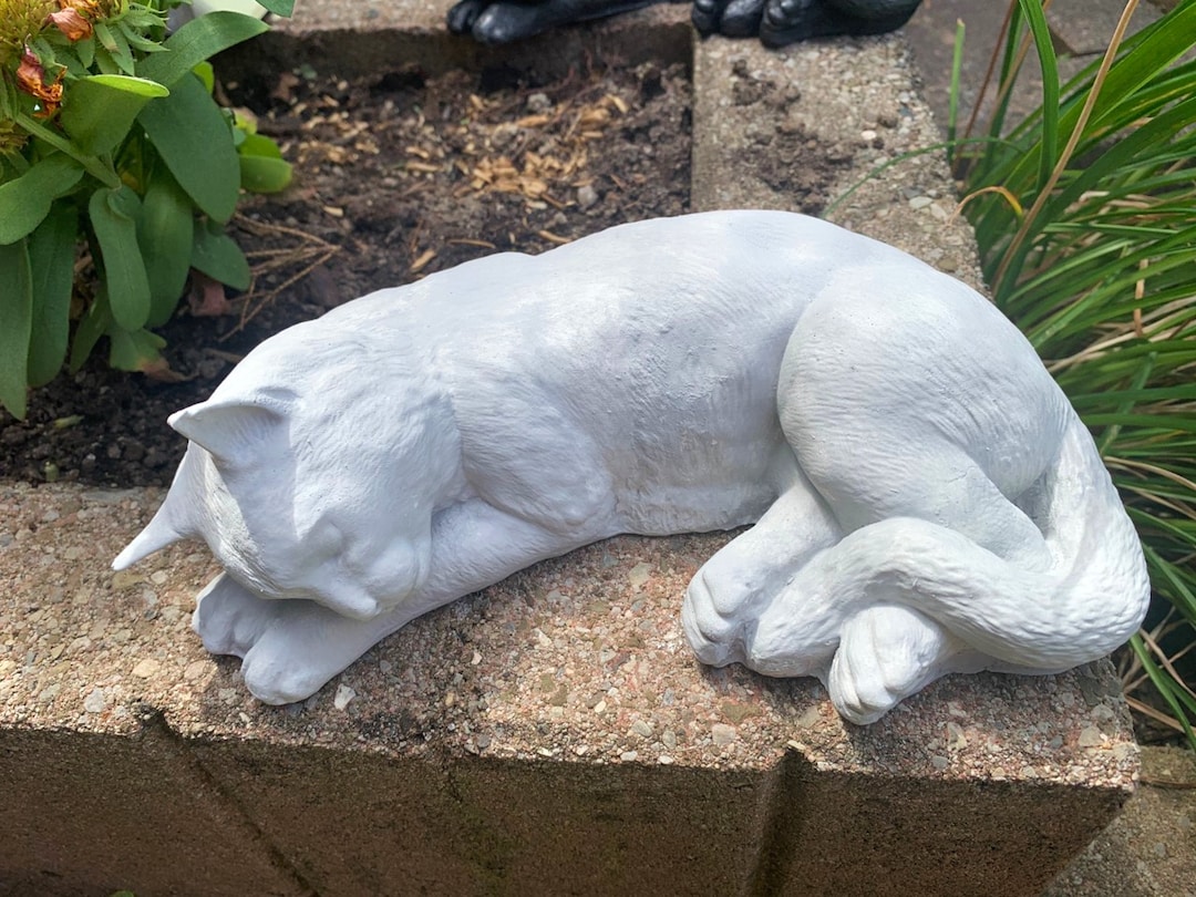 Sleeping Cat Garden Statue - Etsy