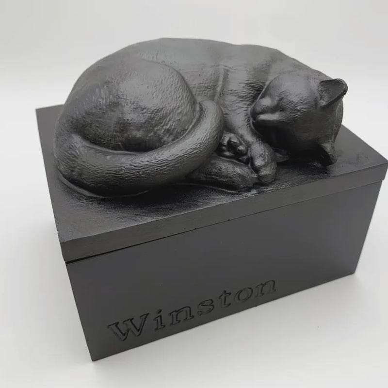 Sleeping Cat Black Urn - Etsy