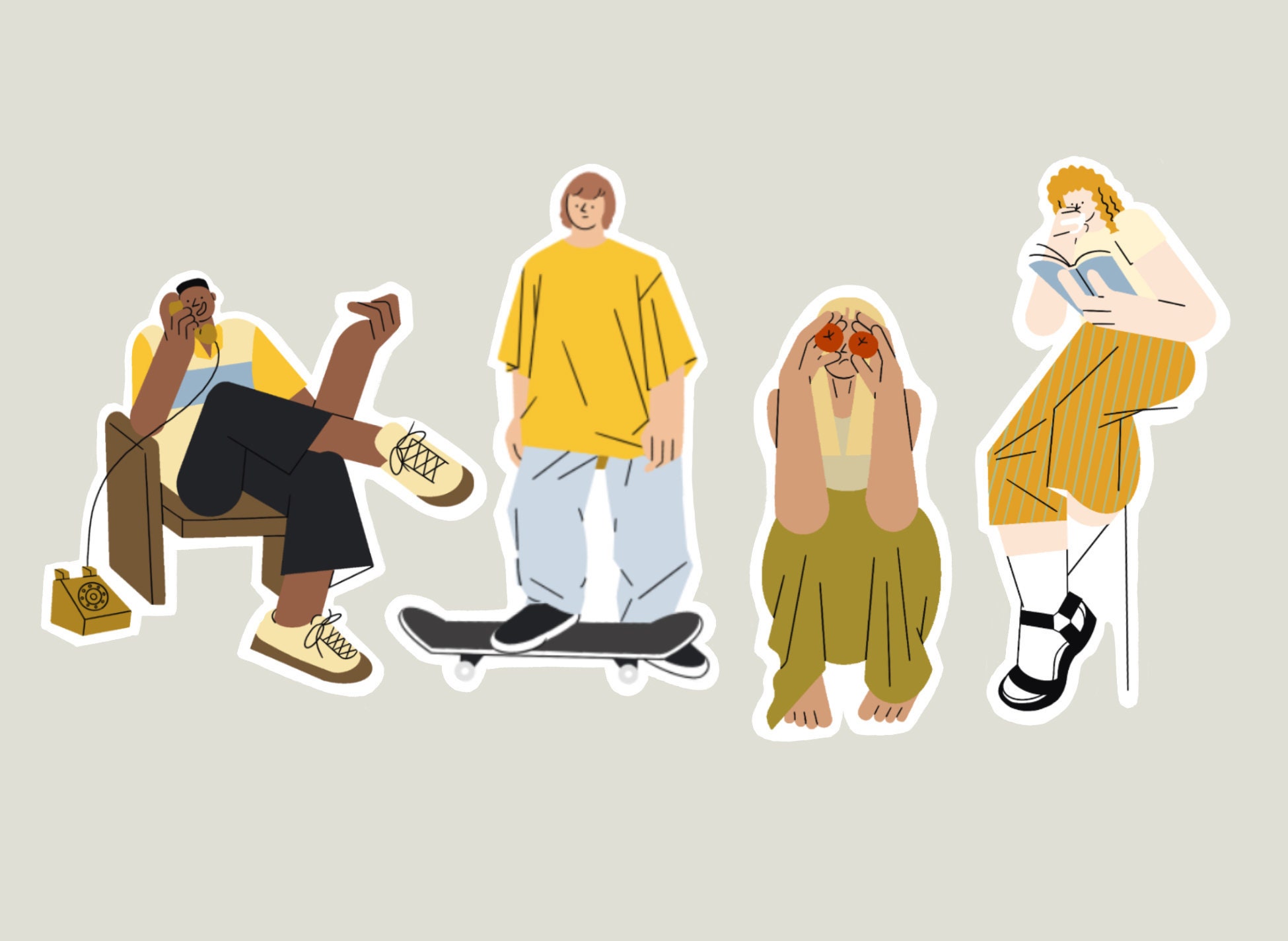 People Illustration Stickers, Figure Stickers, Large Stickers, Planner ...