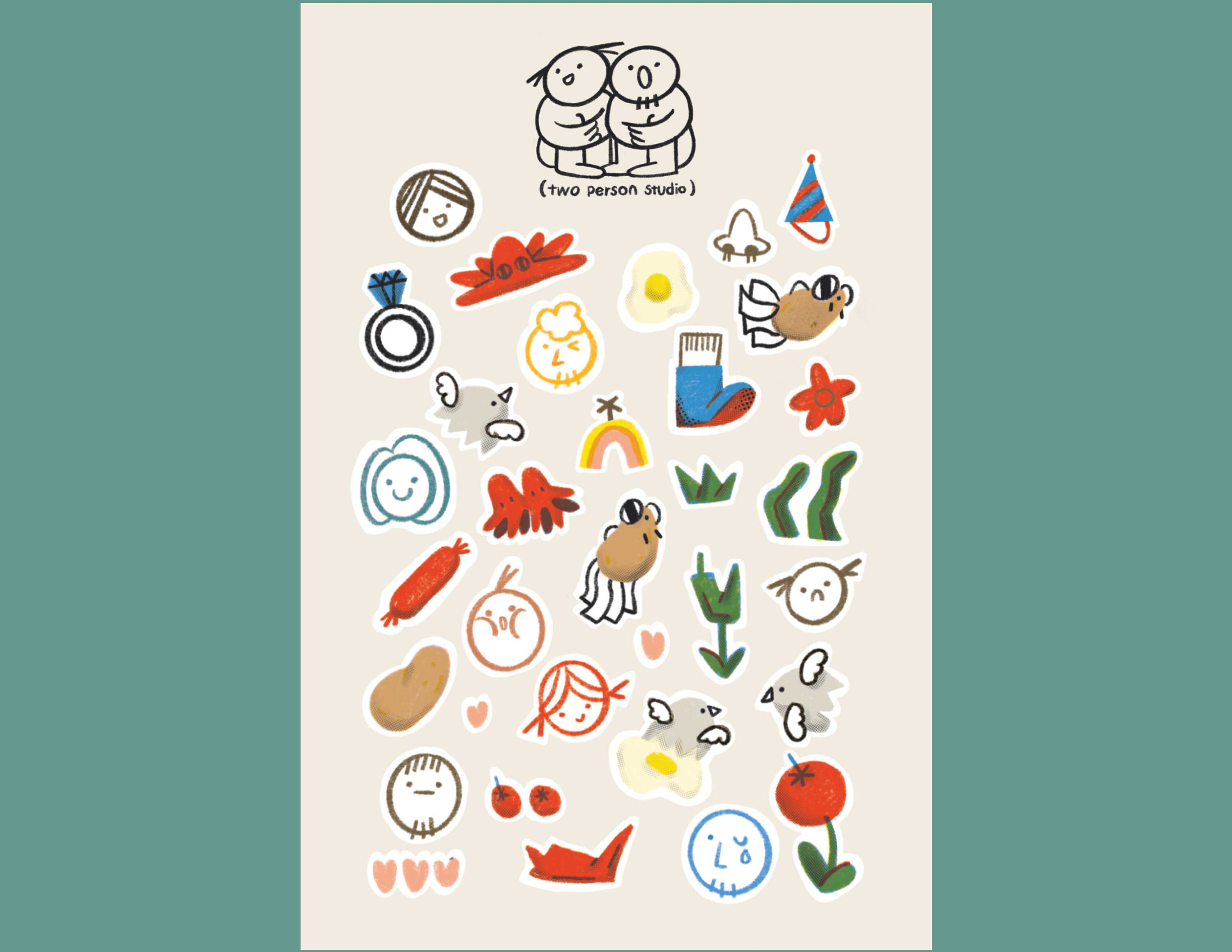Saturday Doodle Sticker Sheet, Cute Stickers, Breakfast Sticker Sheet ...