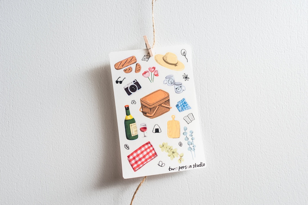 Picnic Themed Sticker Sheet, Picnic Stickers, Goods Sticker, Gloss ...