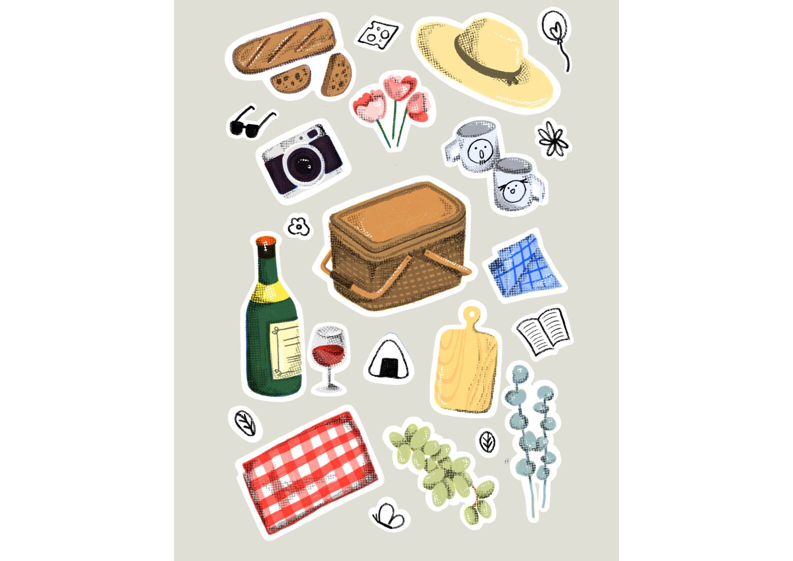 Picnic Themed Sticker Sheet, Picnic Stickers, Goods Sticker, Gloss ...