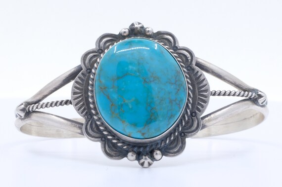 Sterling Silver Turquoise D. Skeets Navajo Cuff Bracelet Etsy