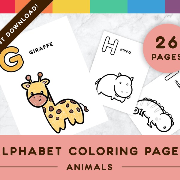 Alphabet Coloring Pages With Animals - Etsy